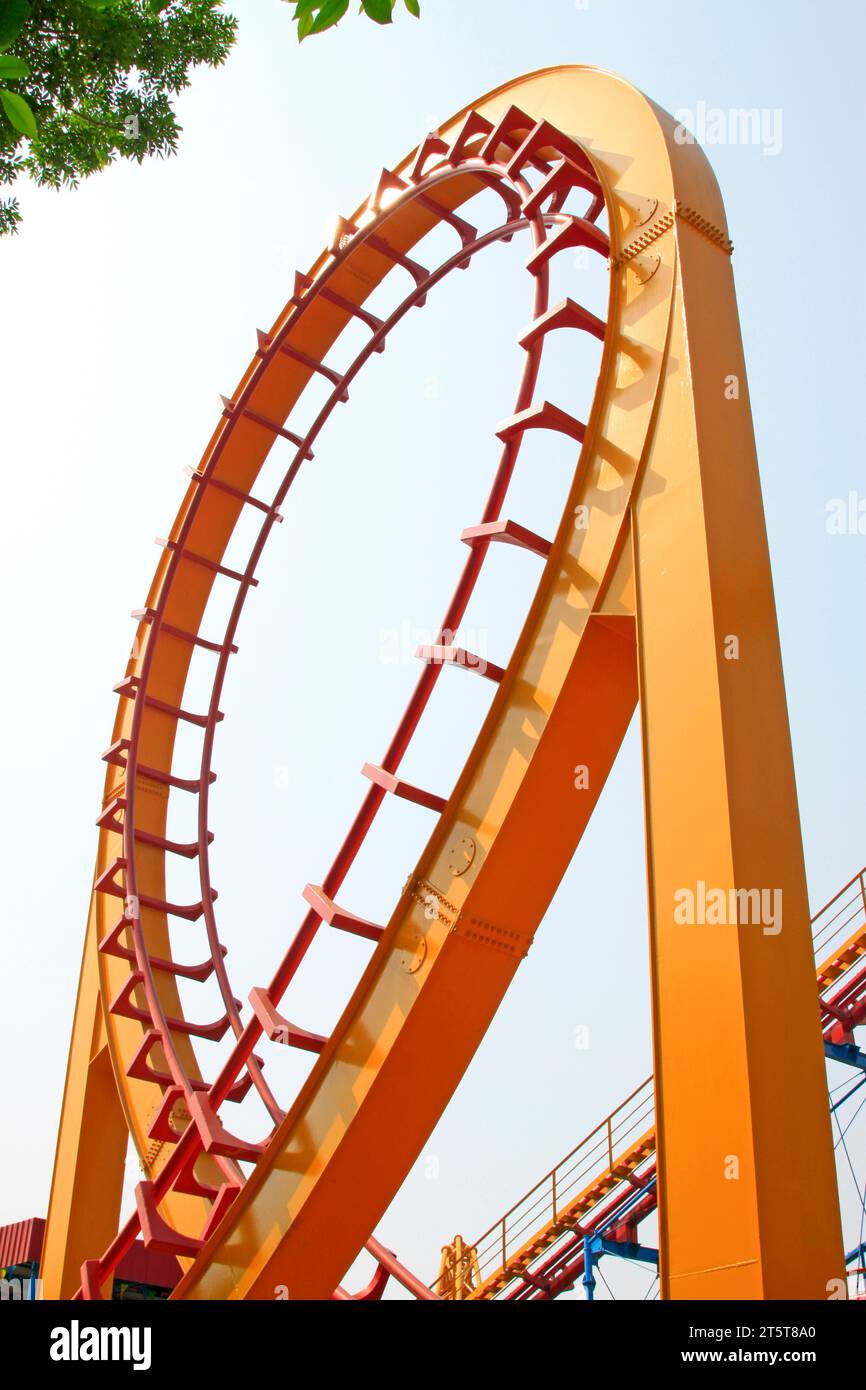 Roller coaster circular orbit, closeup of photo Stock Photo - Alamy