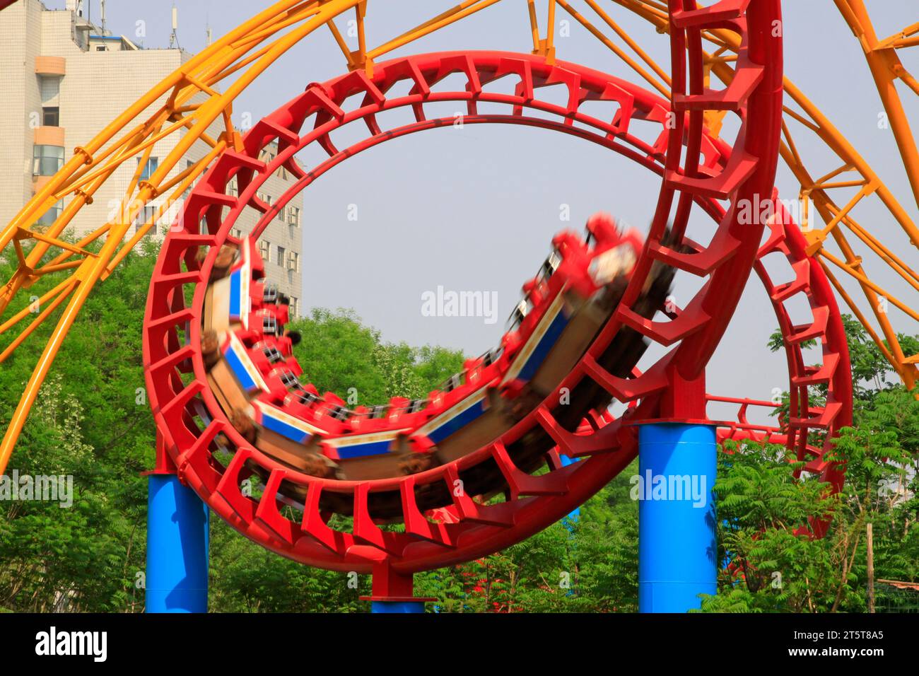 Roller coaster circular orbit, closeup of photo Stock Photo - Alamy