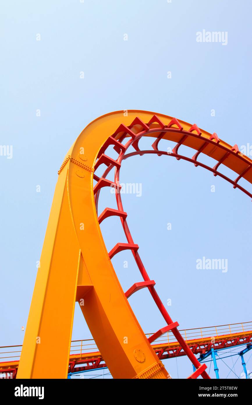 Roller coaster circular orbit, closeup of photo Stock Photo - Alamy