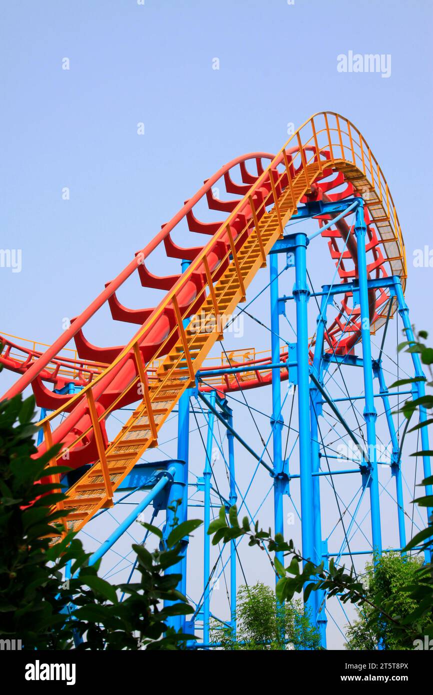 Roller coaster circular orbit, closeup of photo Stock Photo - Alamy