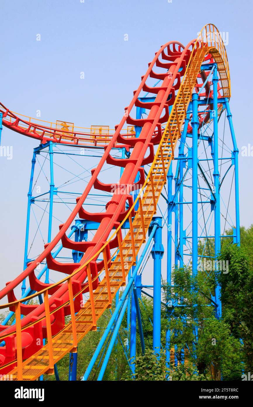 Roller coaster circular orbit, closeup of photo Stock Photo - Alamy