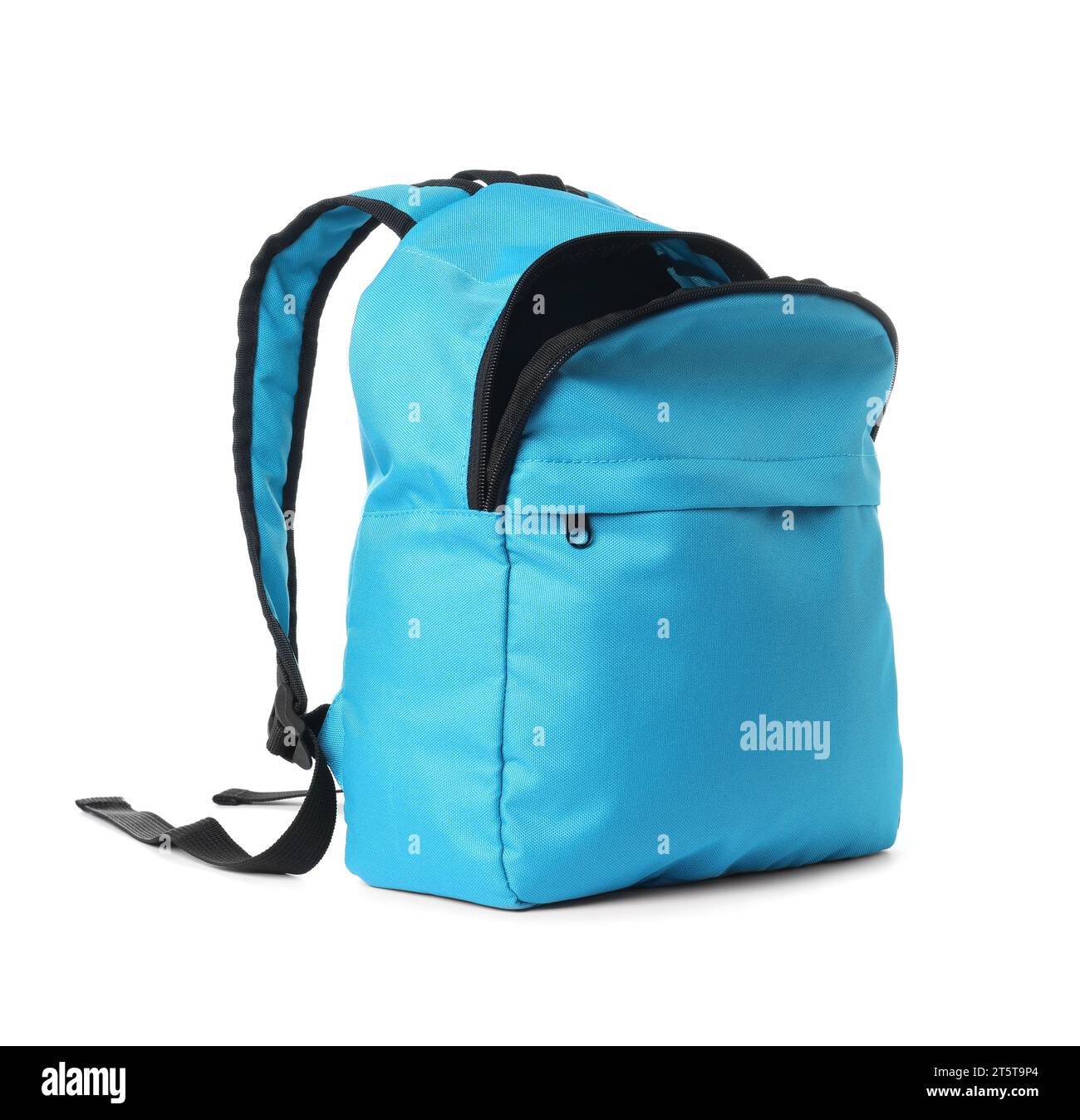 Stylish light blue backpack isolated on white Stock Photo - Alamy
