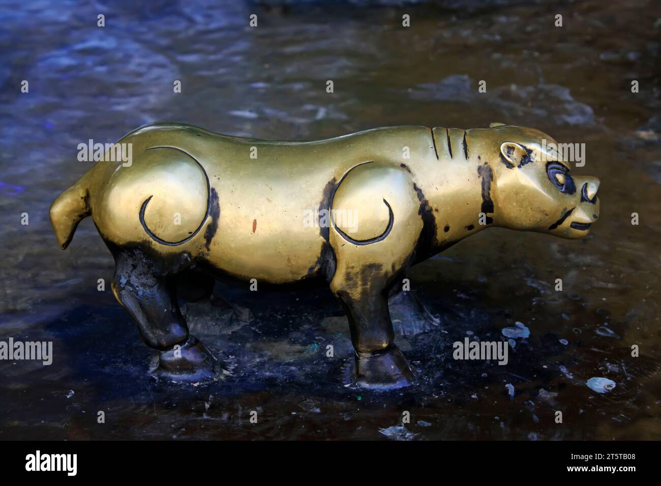 ancient Chinese traditional bronze beast sculpture, closeup of photo ...