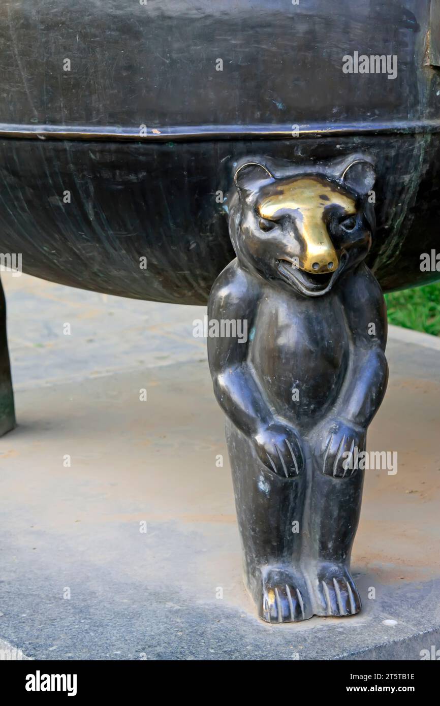 ancient Chinese traditional bronze beast sculpture, closeup of photo ...