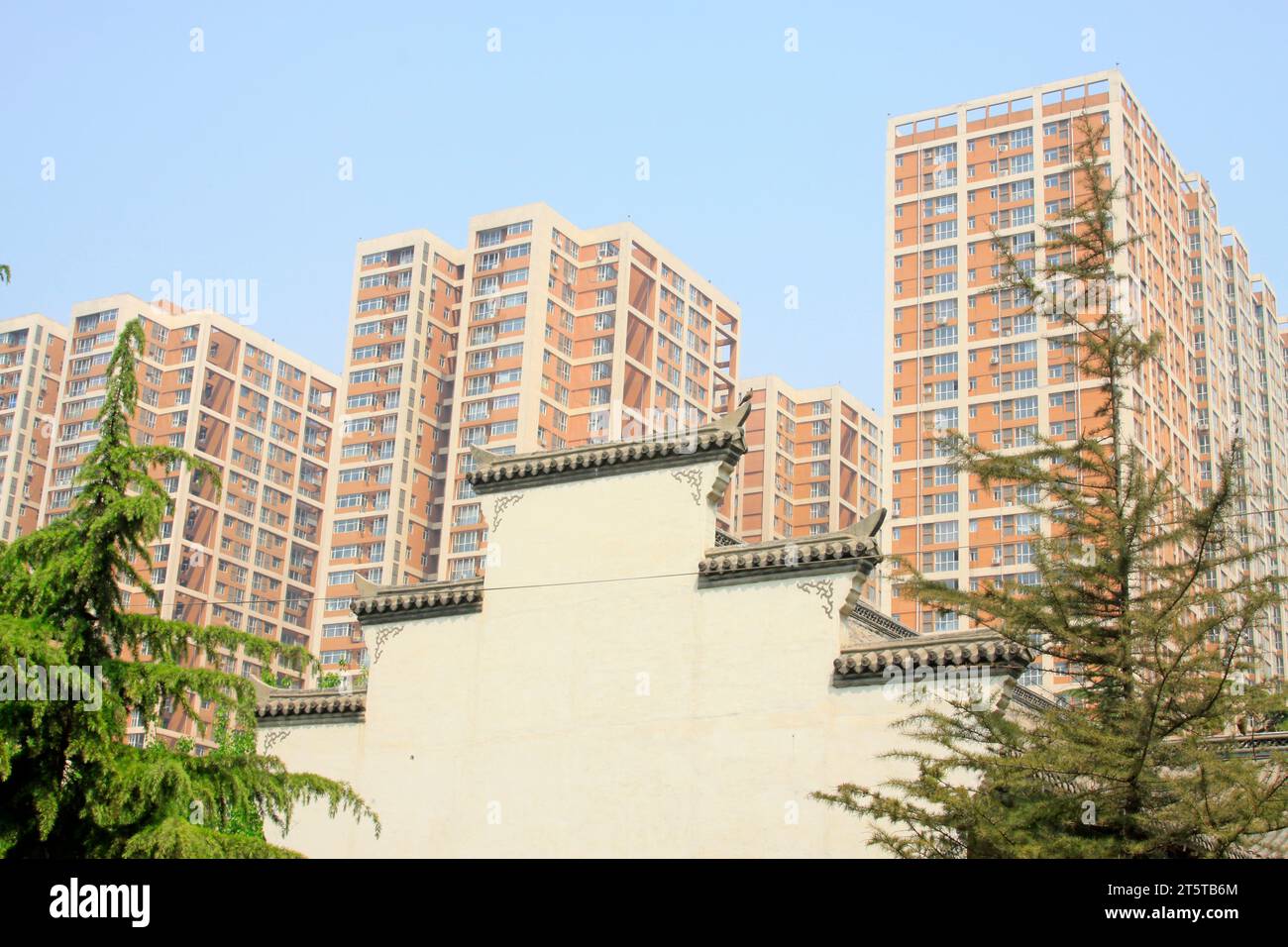 Residential building and antique buildings, closeup of photo Stock ...