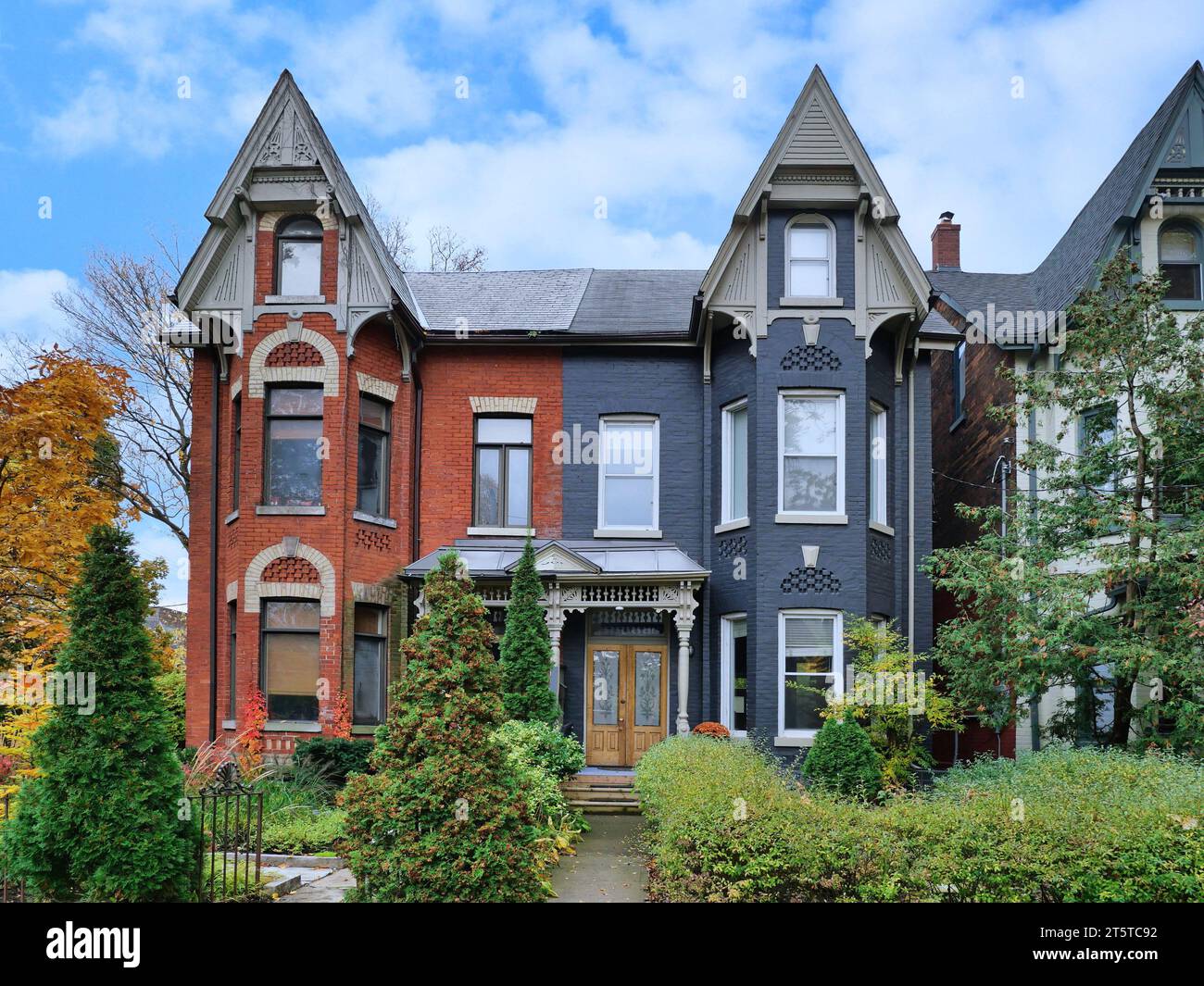 Old narrow Victorian semi-detached houses with gables Stock Photo - Alamy