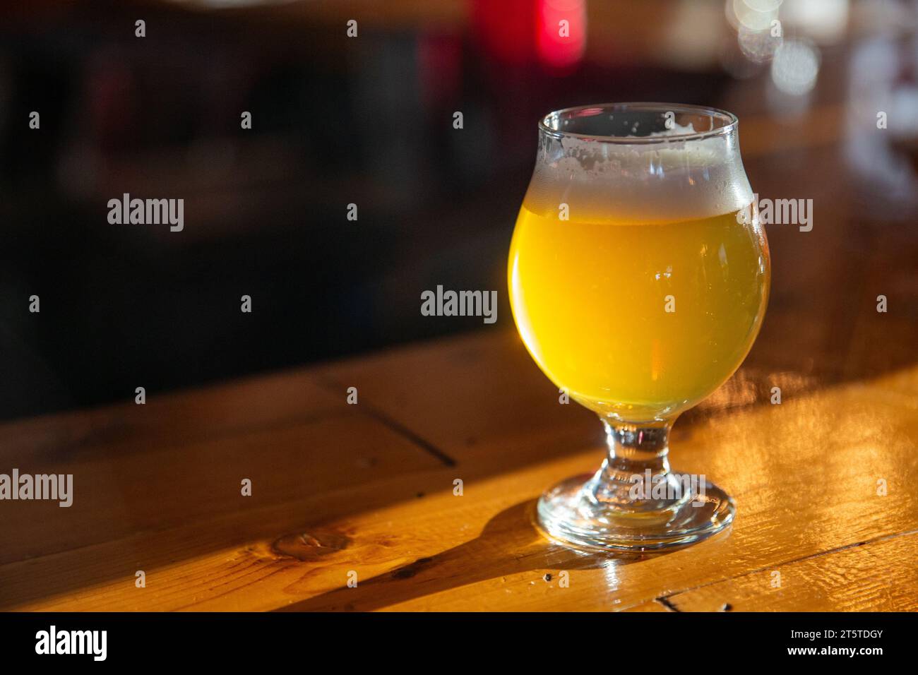 Craft Beer on a Bar with copy space Stock Photo - Alamy