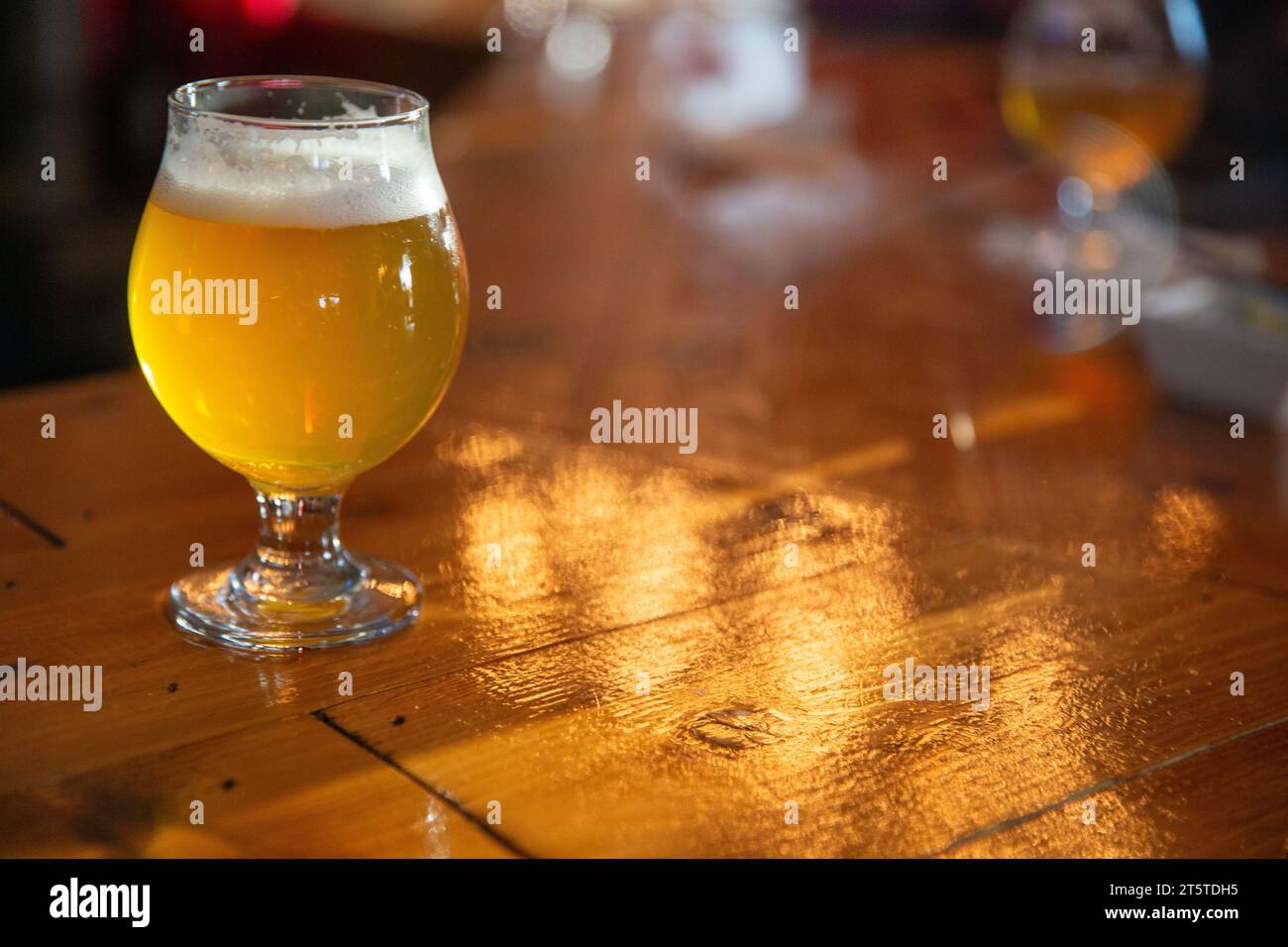 Craft Beer On Top Of A Bar served Stock Photo - Alamy