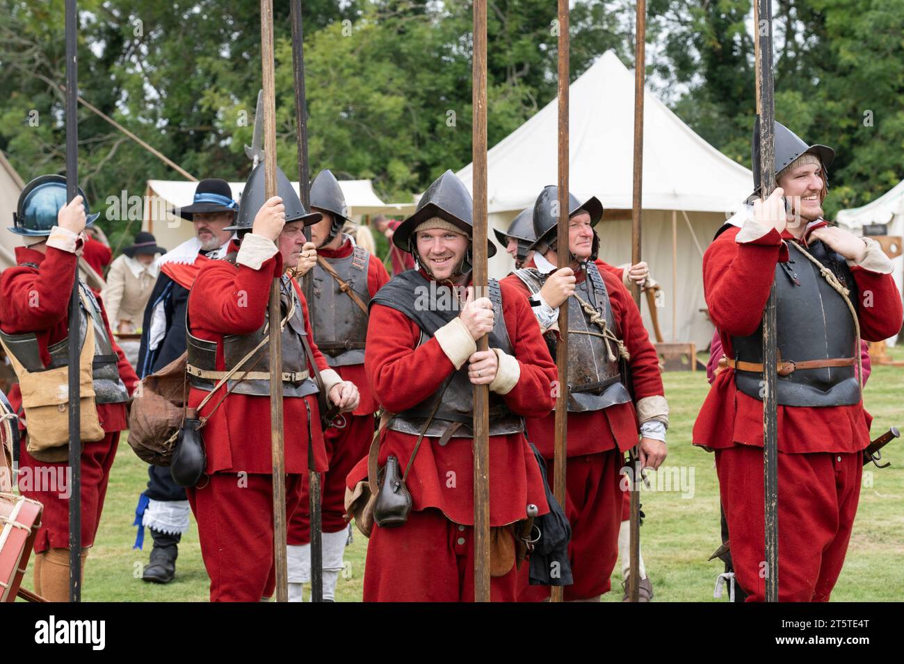 Pikemen getting ready at a historical reenactment of the Siege of ...