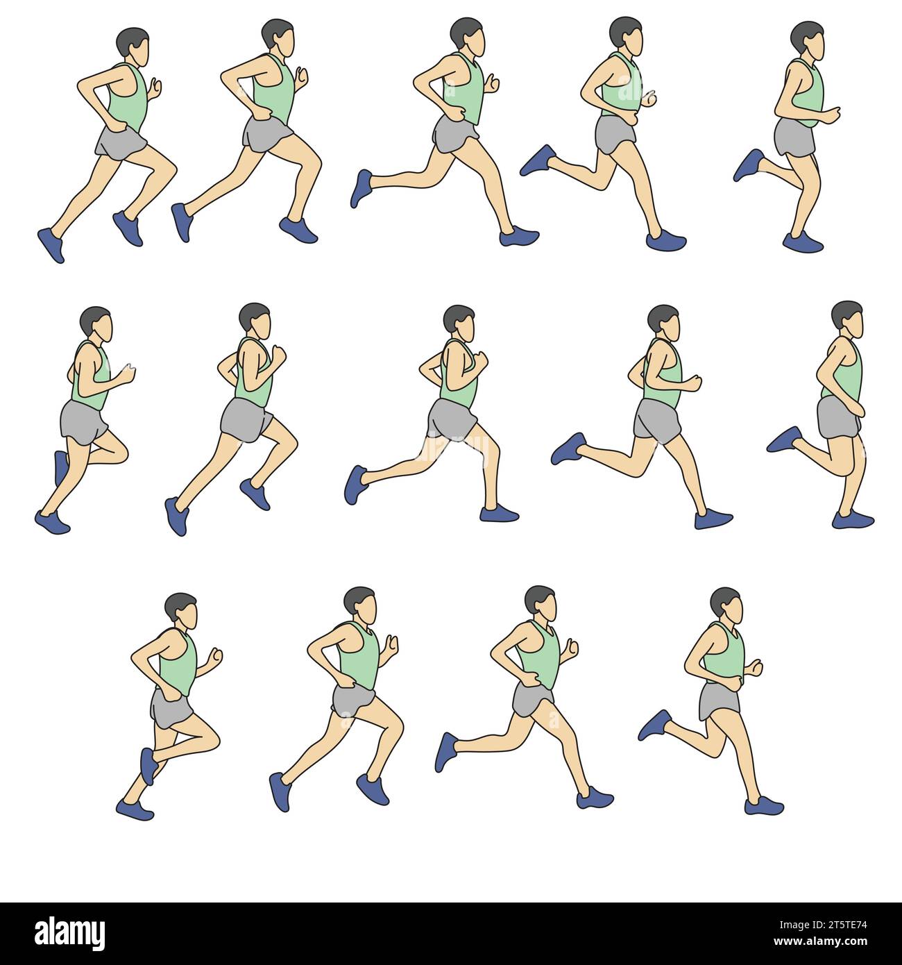 Collection of running man set illustration vector hand drawn isolated ...