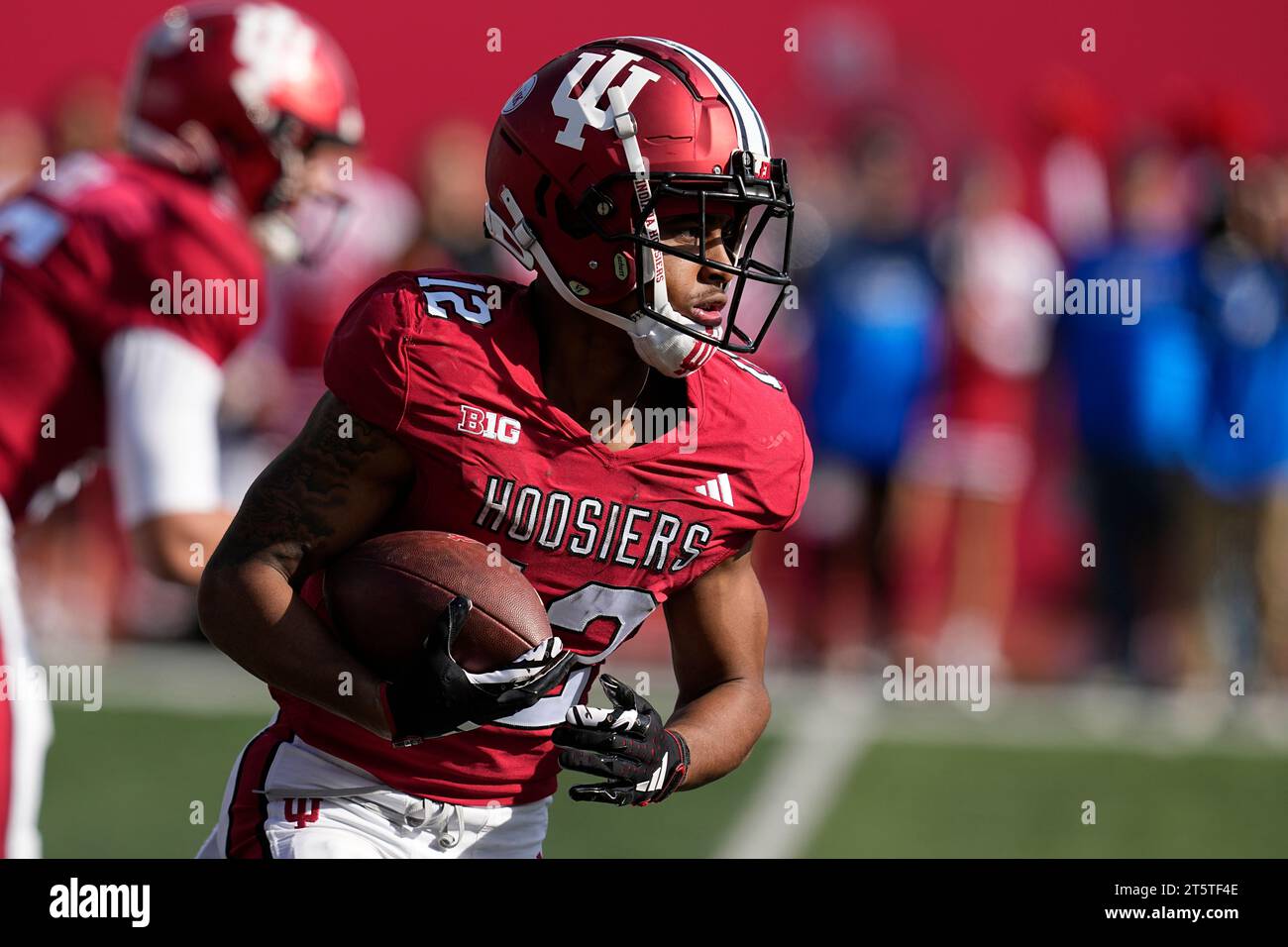 Indiana running back Jaylin Lucas (12) runs during the second half of ...