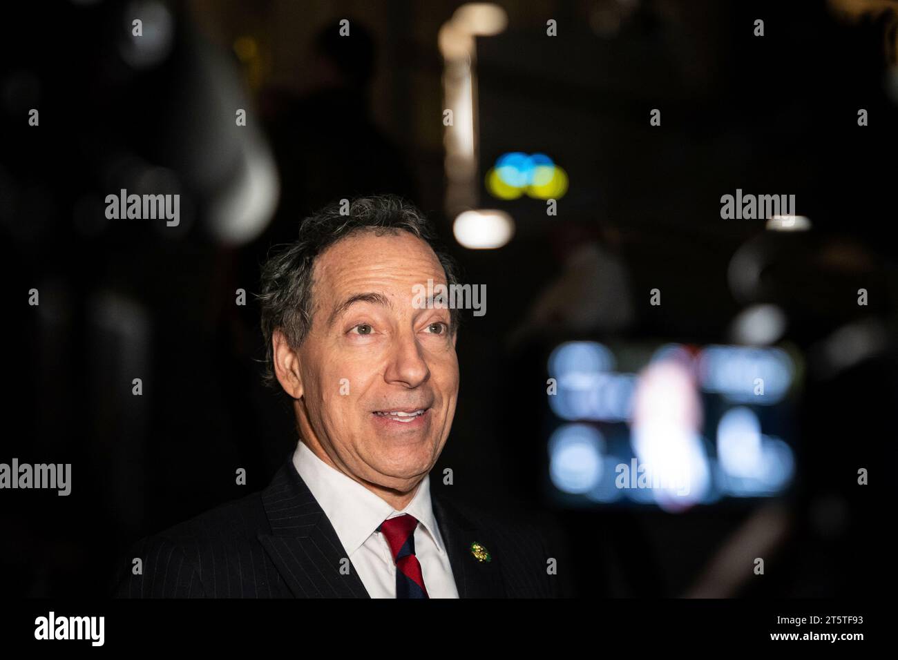 Rep. Jamie Raskin (D-Md.) speaks with reporters as he departs the U.S ...