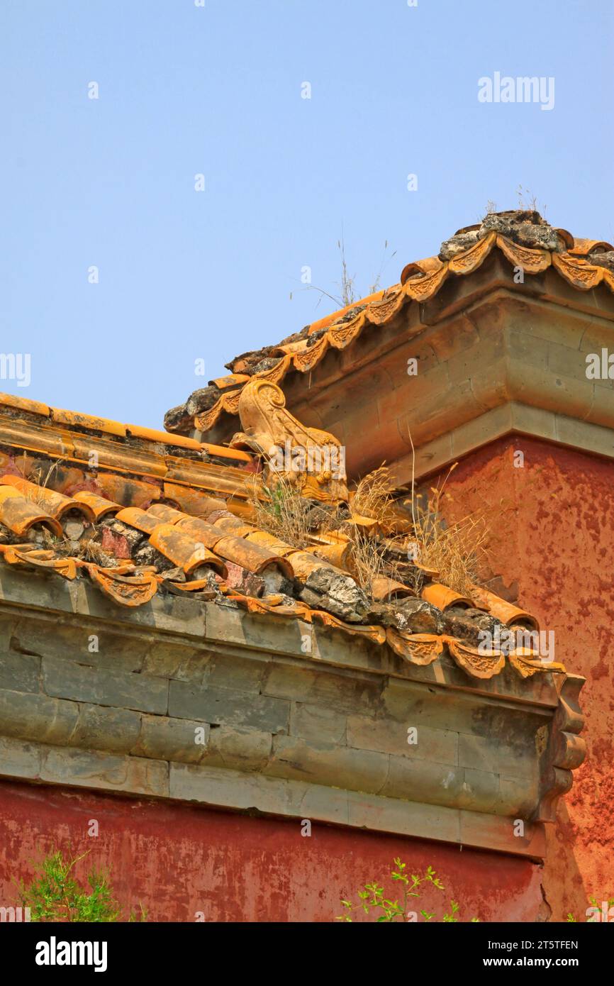 ancient Chinese traditional architectural style glazed tile walls ...
