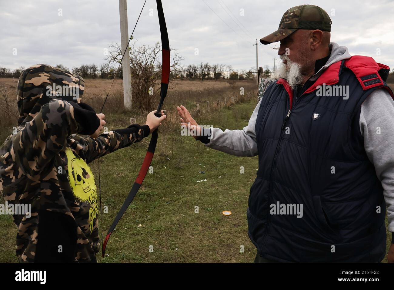 Zaporizhzhia, Ukraine. 05th Nov, 2023. A young boy listens to the coach ...