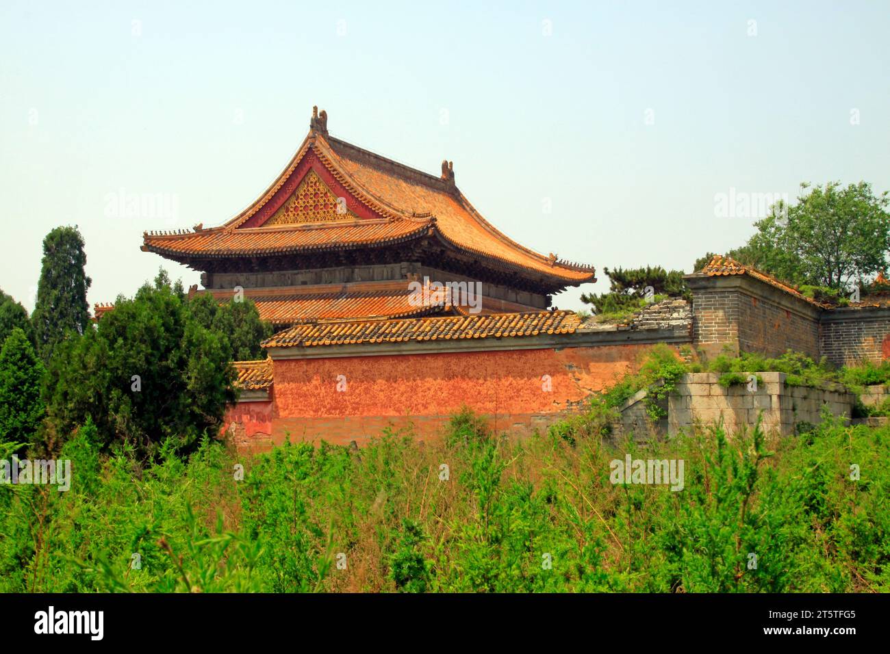 ancient Chinese traditional architectural style landscape, closeup of ...