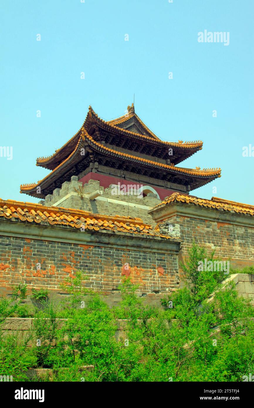 ancient Chinese traditional architectural style landscape, closeup of ...