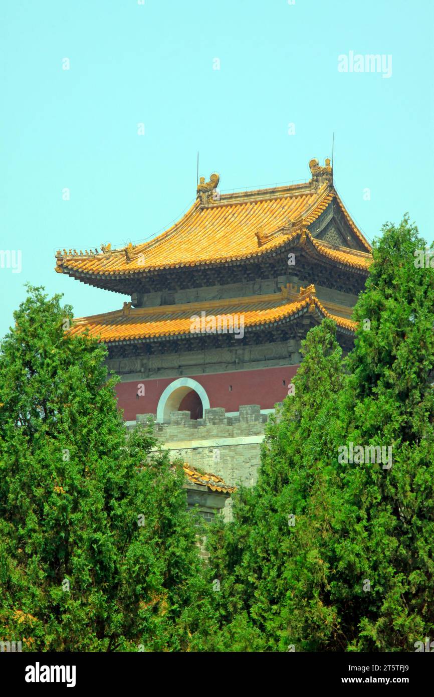 ancient Chinese traditional architectural style landscape, closeup of ...