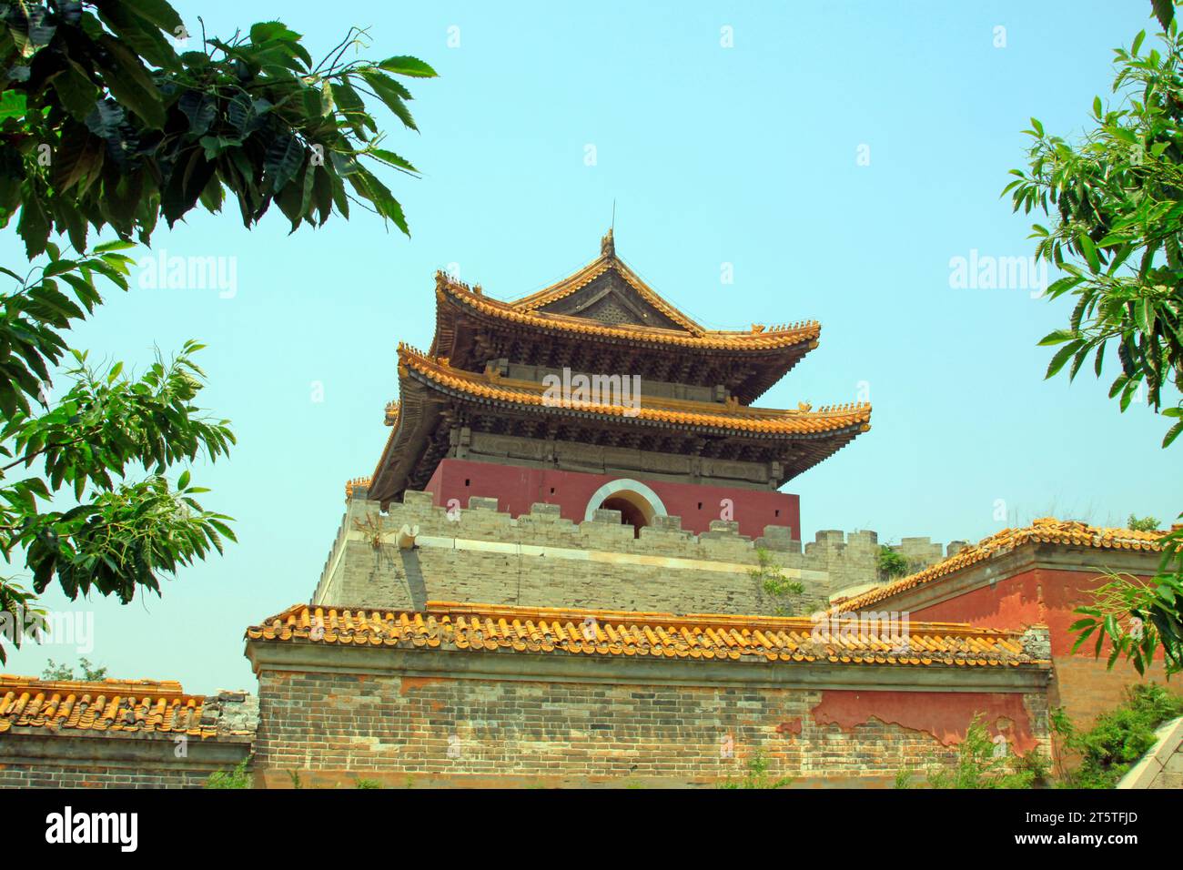 ancient Chinese traditional architectural style landscape, closeup of ...
