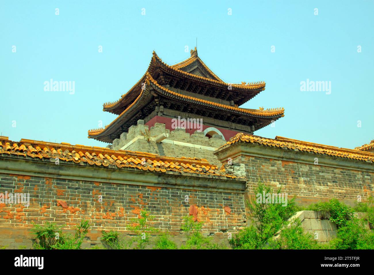 ancient Chinese traditional architectural style landscape, closeup of ...