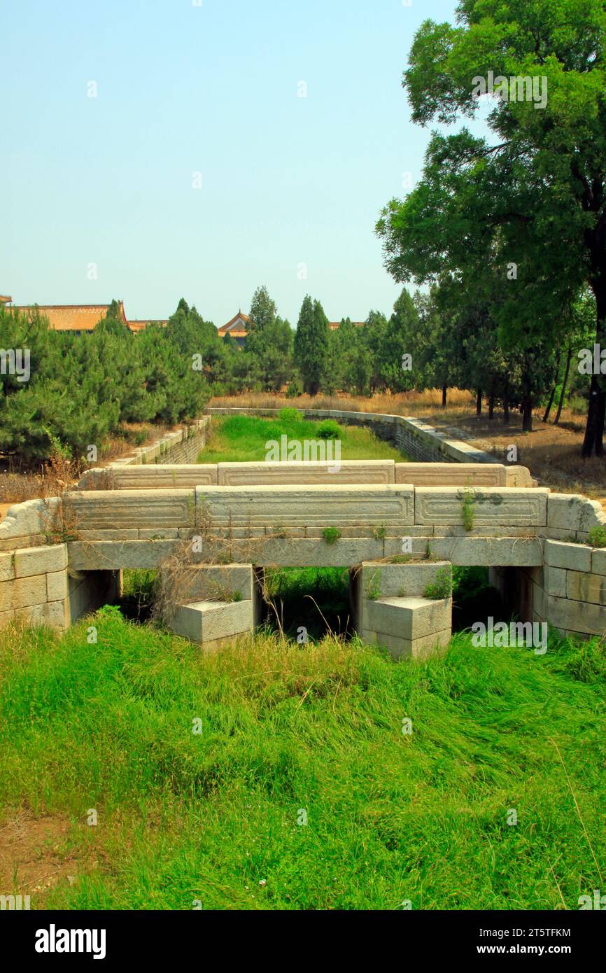 ancient Chinese traditional architectural style stone bridge, closeup ...