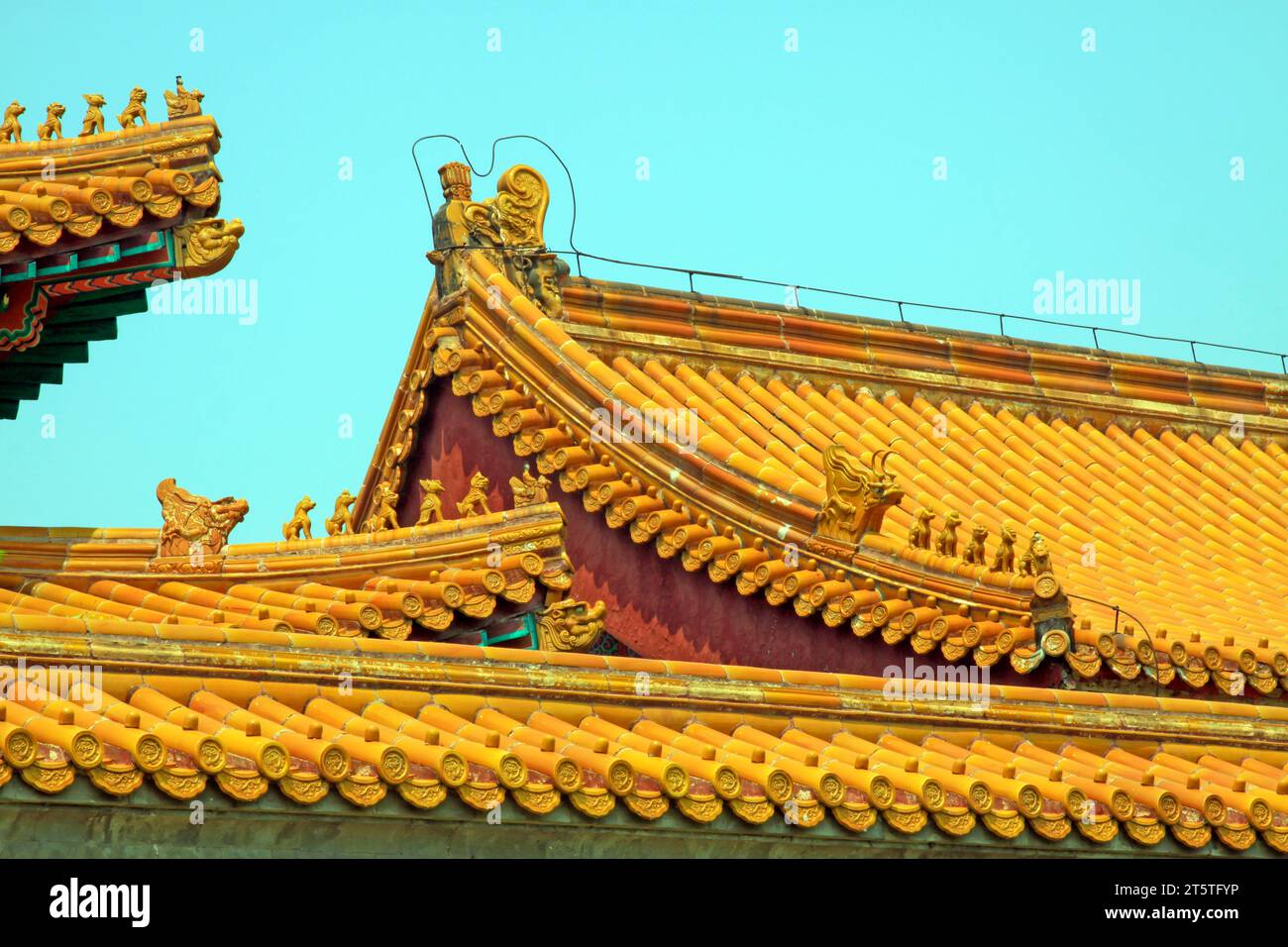 Yellow glazed tile roof, closeup of photo Stock Photo - Alamy