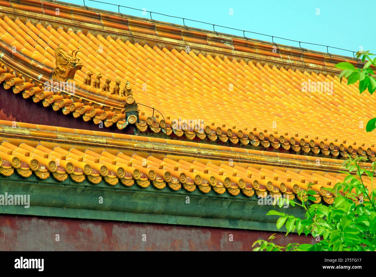 Yellow glazed tile roof, closeup of photo Stock Photo - Alamy