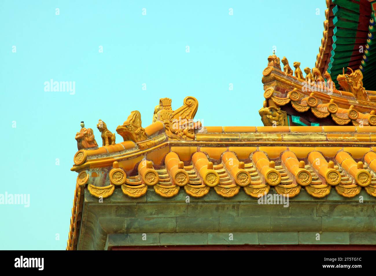 Yellow glazed tile roof, closeup of photo Stock Photo - Alamy