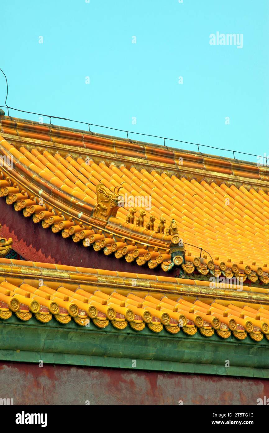 Yellow glazed tile roof, closeup of photo Stock Photo - Alamy