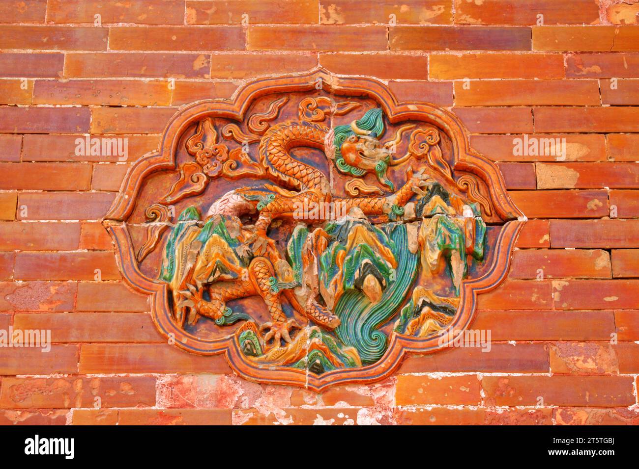 Glazed tile sculpture, Chinese ancient architectural landscape in China ...