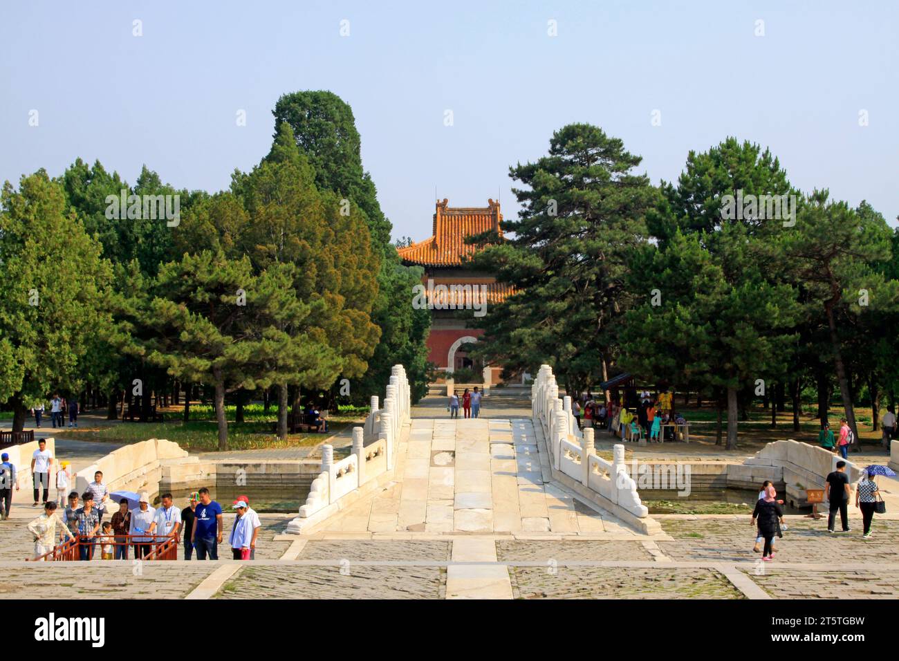 White marble stone bridge, Chinese ancient architectural landscape in ...