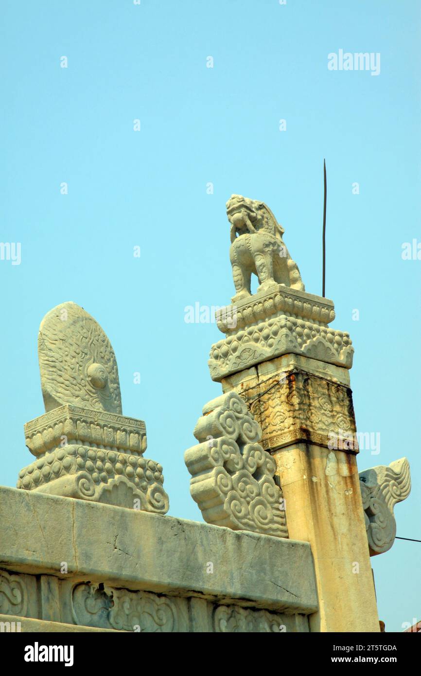 stone carving sculpture, Chinese ancient architectural landscape in ...