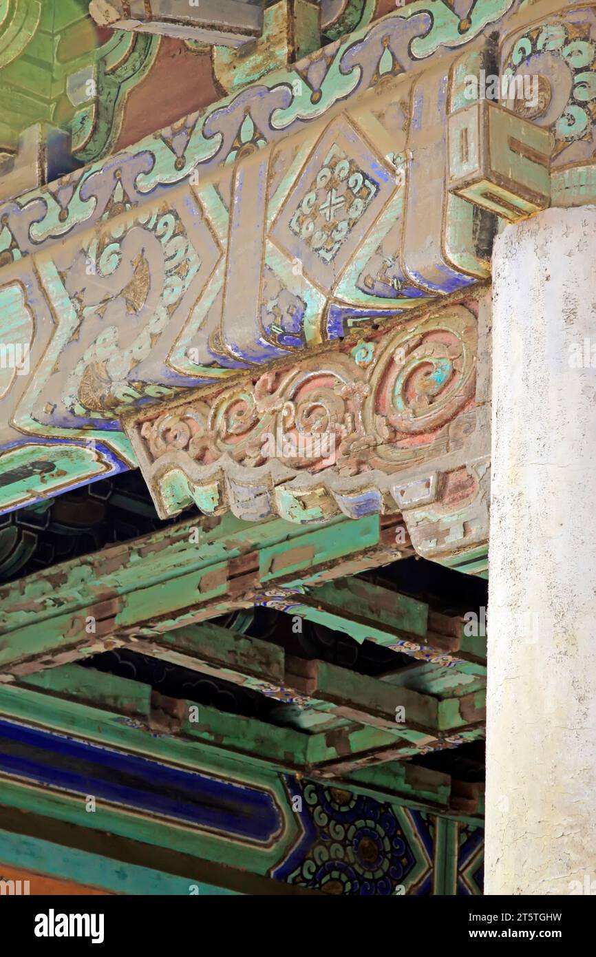 Ancient Chinese architecture wood coloured drawing or pattern Stock ...