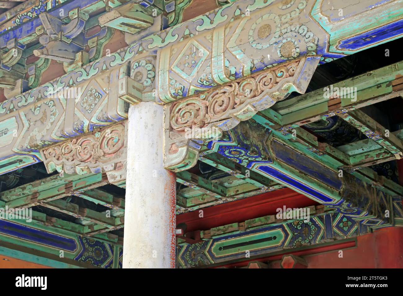 Ancient Chinese architecture wood coloured drawing or pattern Stock ...