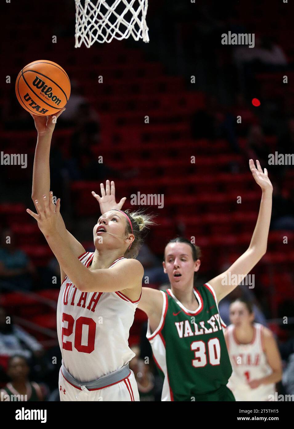 Utah forward Reese Ross (20) shoots in front of Mississippi Valley ...