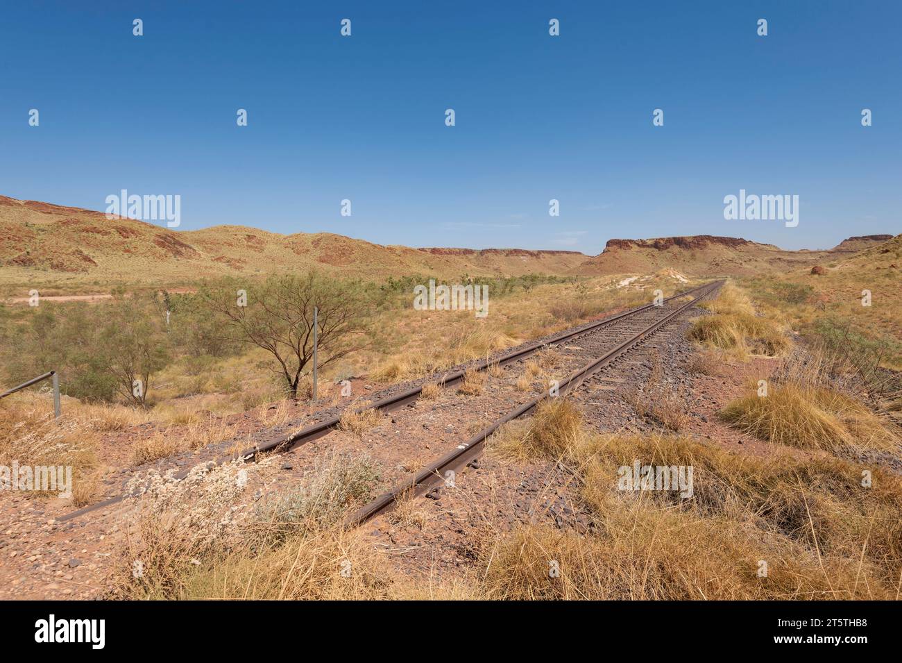 Disused railway line through the Pilbara, a mining region in Western ...