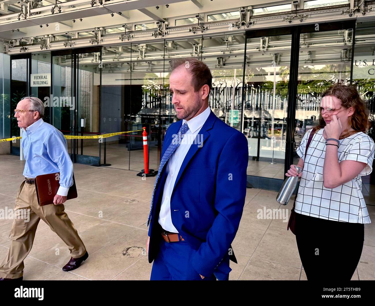 Stephen Tyler Bieneman walks out of a U.S. courthouse after the first ...