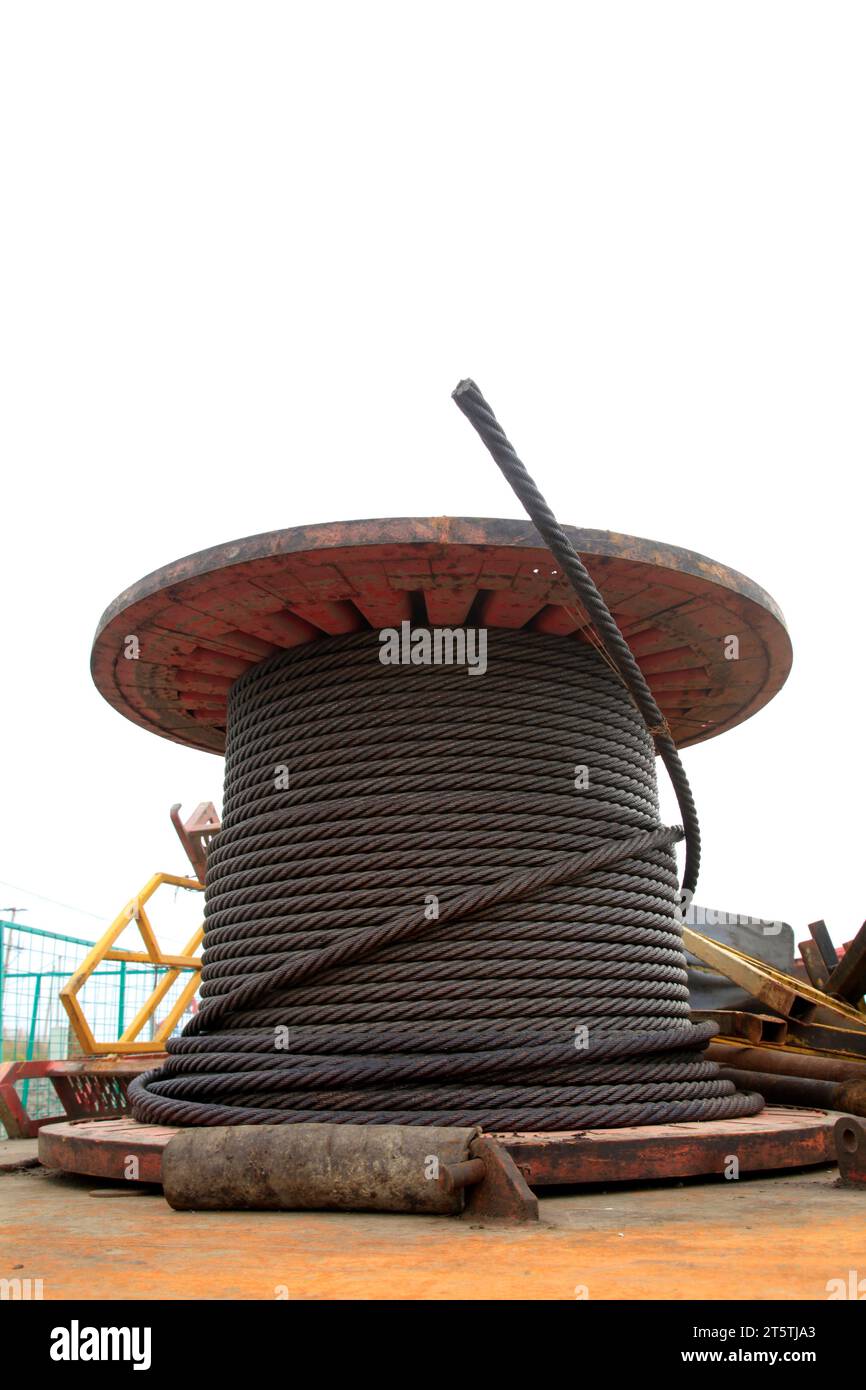 Wire rope wheel, closeup of photo Stock Photo - Alamy