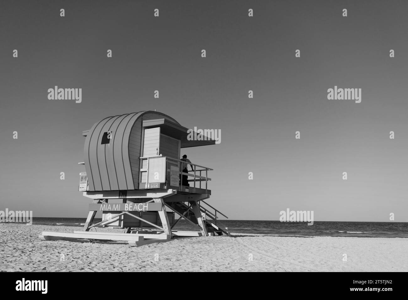 summer beach with lifeguard tower, copy space. summer beach with ...