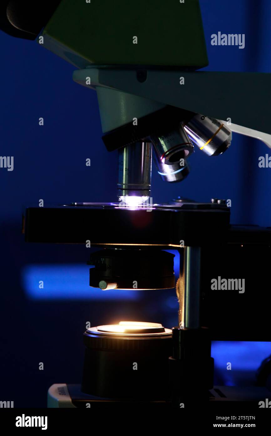 Medical microscope, closeup of photo Stock Photo - Alamy