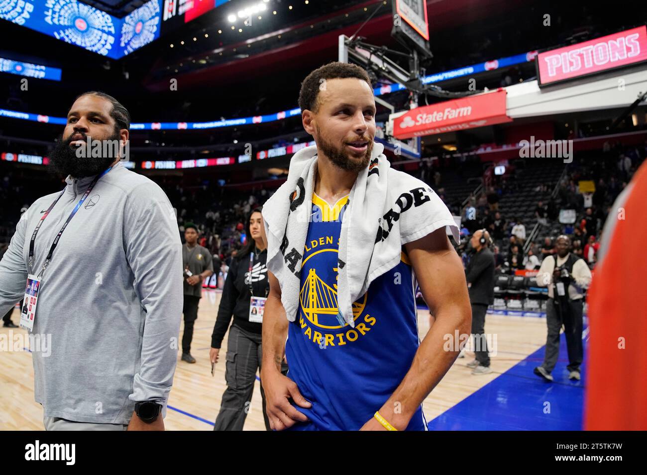 Golden State Warriors guard Stephen Curry walks off the court after the ...