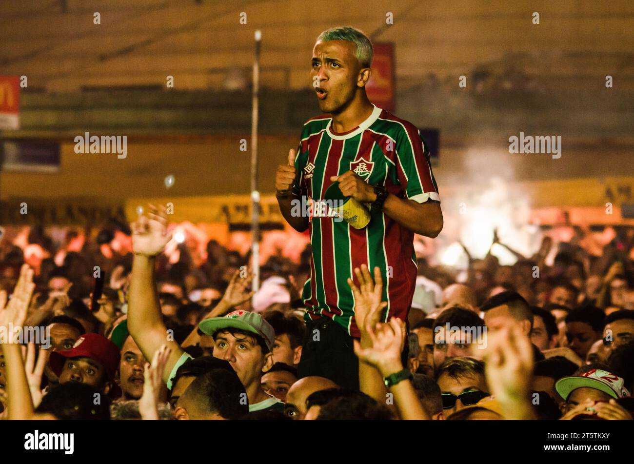Rio De Janeiro, Brazil. 04th Nov, 2023. Fluminense fans celebrate the ...