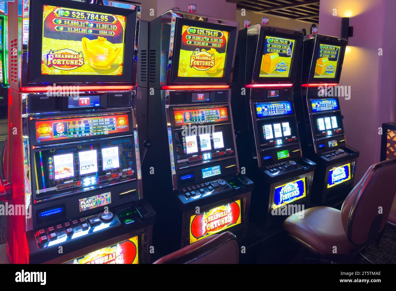 Thackerville, Oklahoma - October 25th, 2023: Row of slot machines in ...
