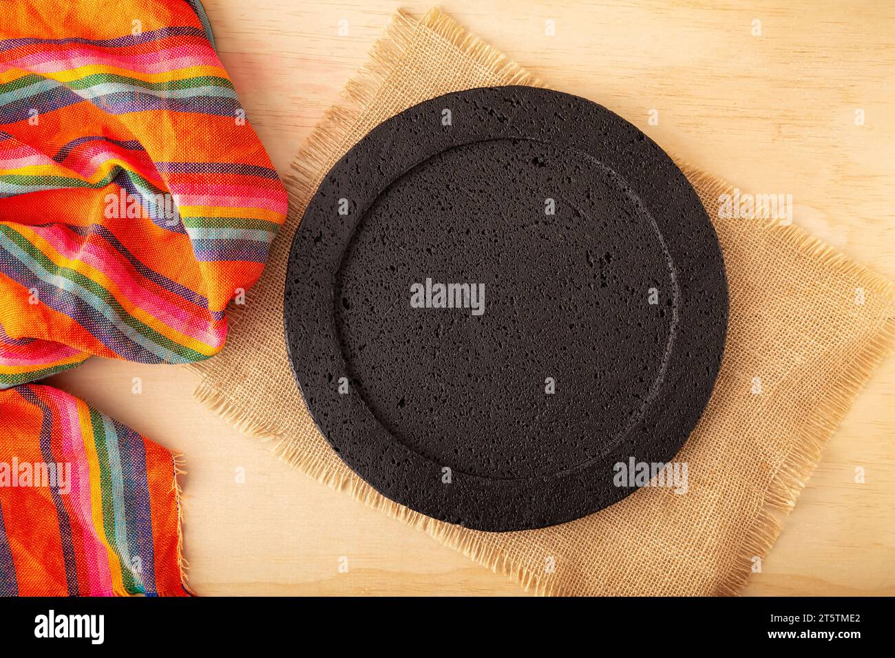 Volcanic stone comal, traditional kitchen utensil used in Mexican ...