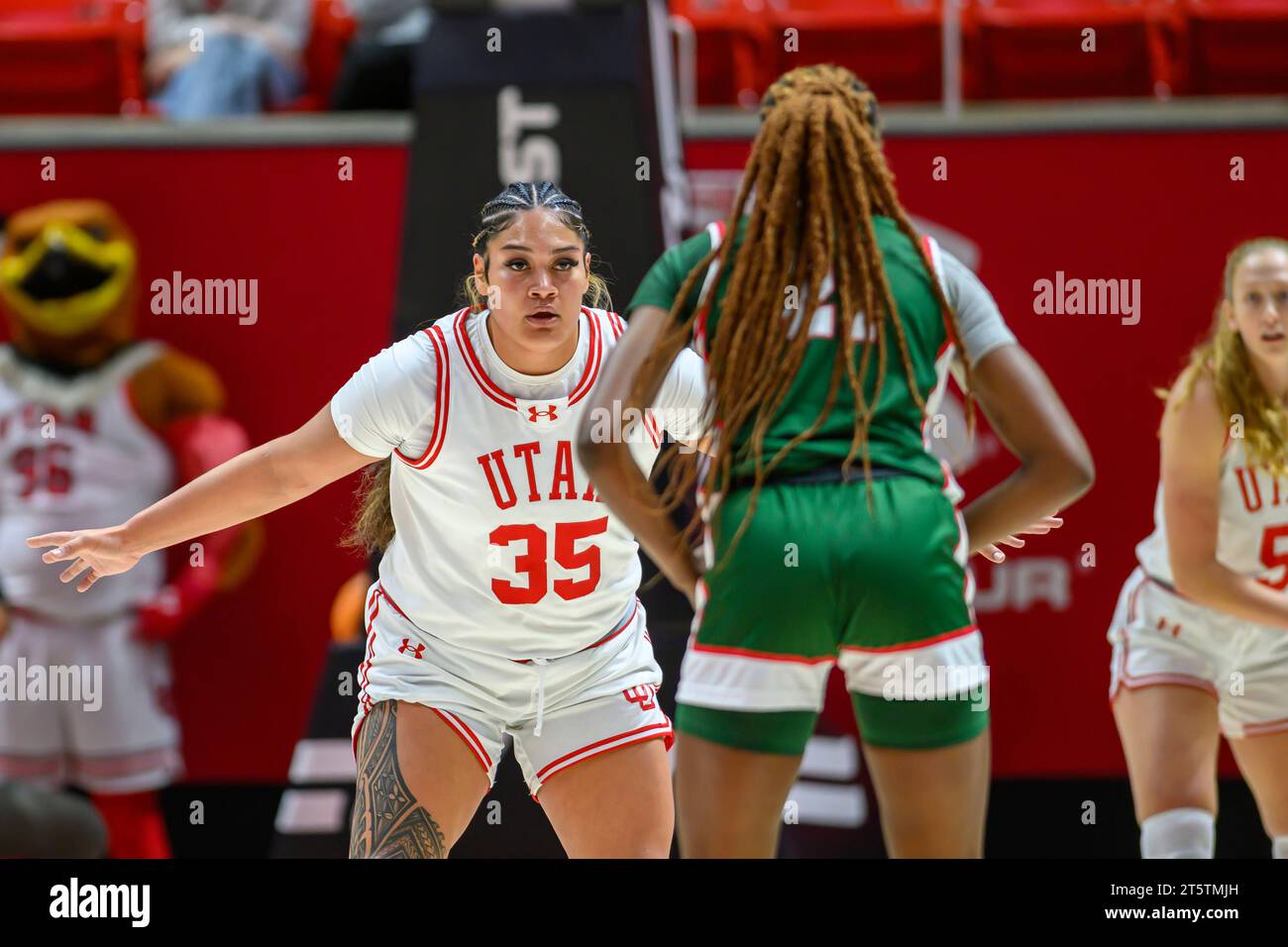 Utah forward Alissa Pili (35) defends Mississippi Valley forward ...