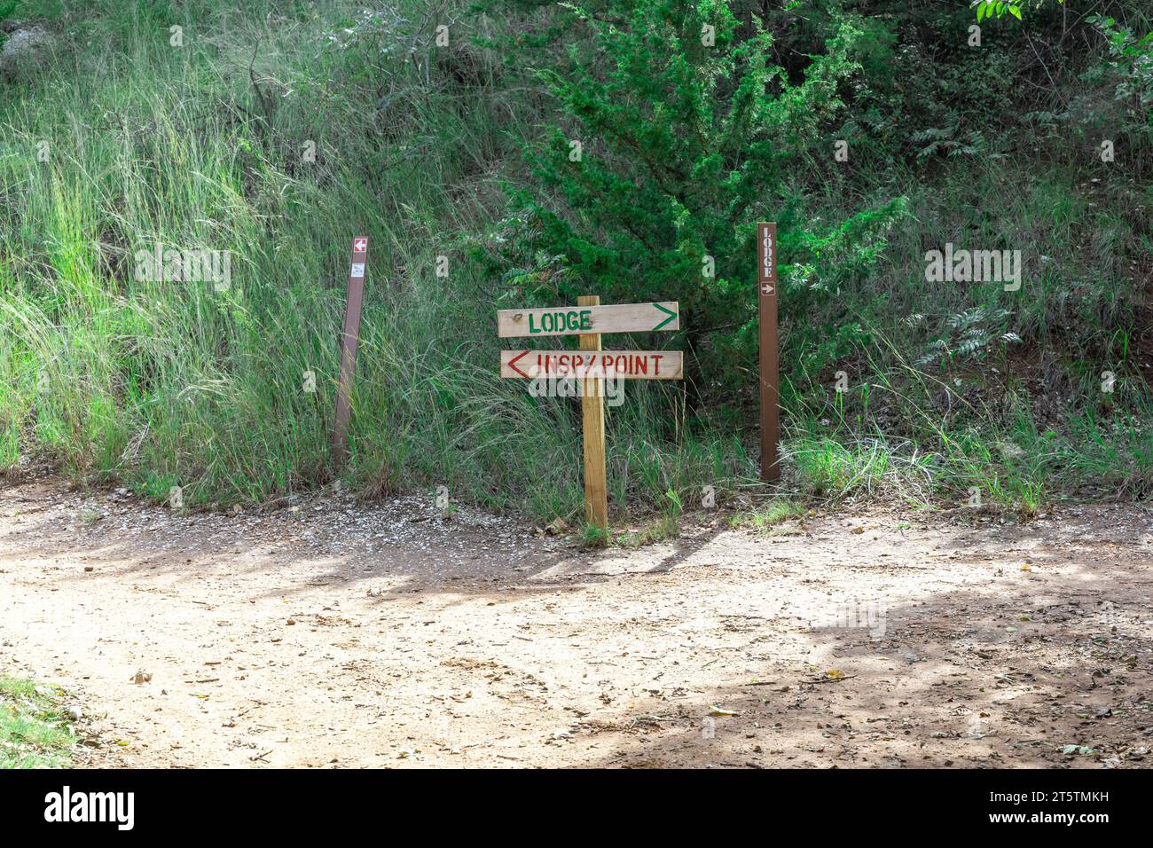 Directional information sign for visitors in Roman Nose State park ...