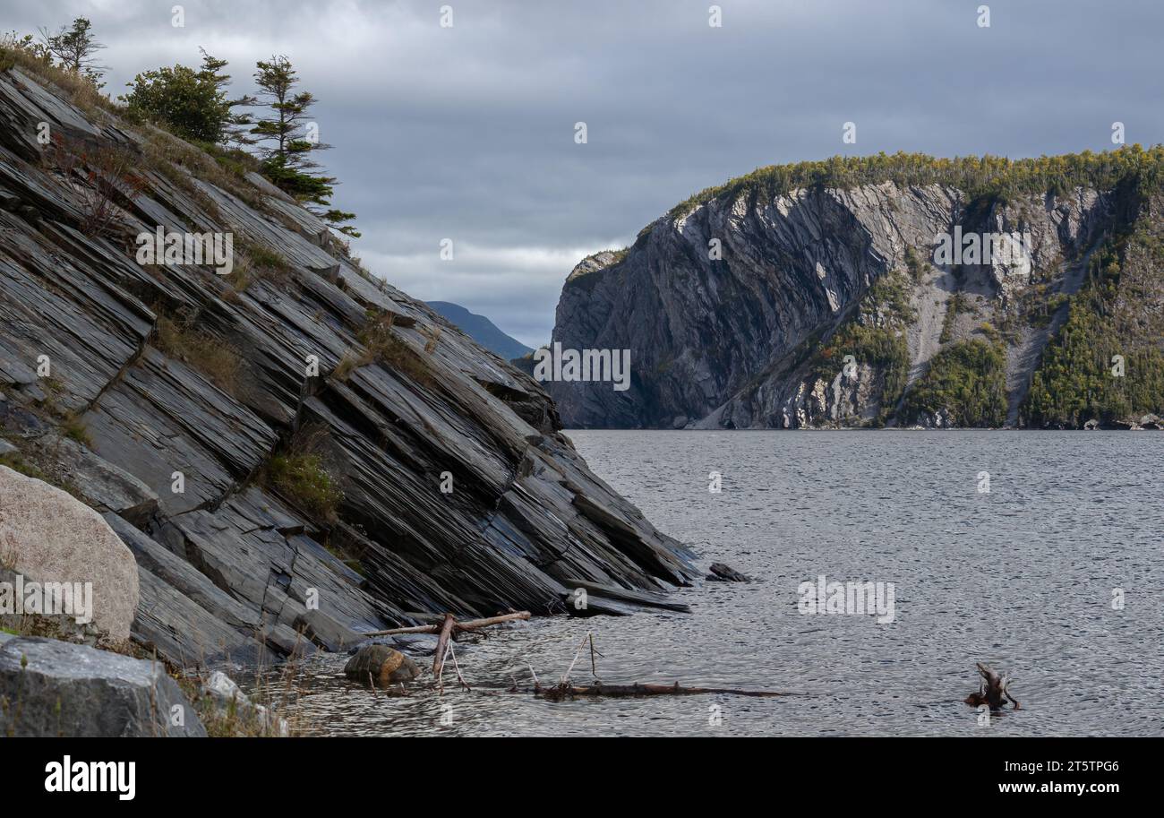 Glacial rock faces in Bonne Bay Newfoundland Stock Photo - Alamy