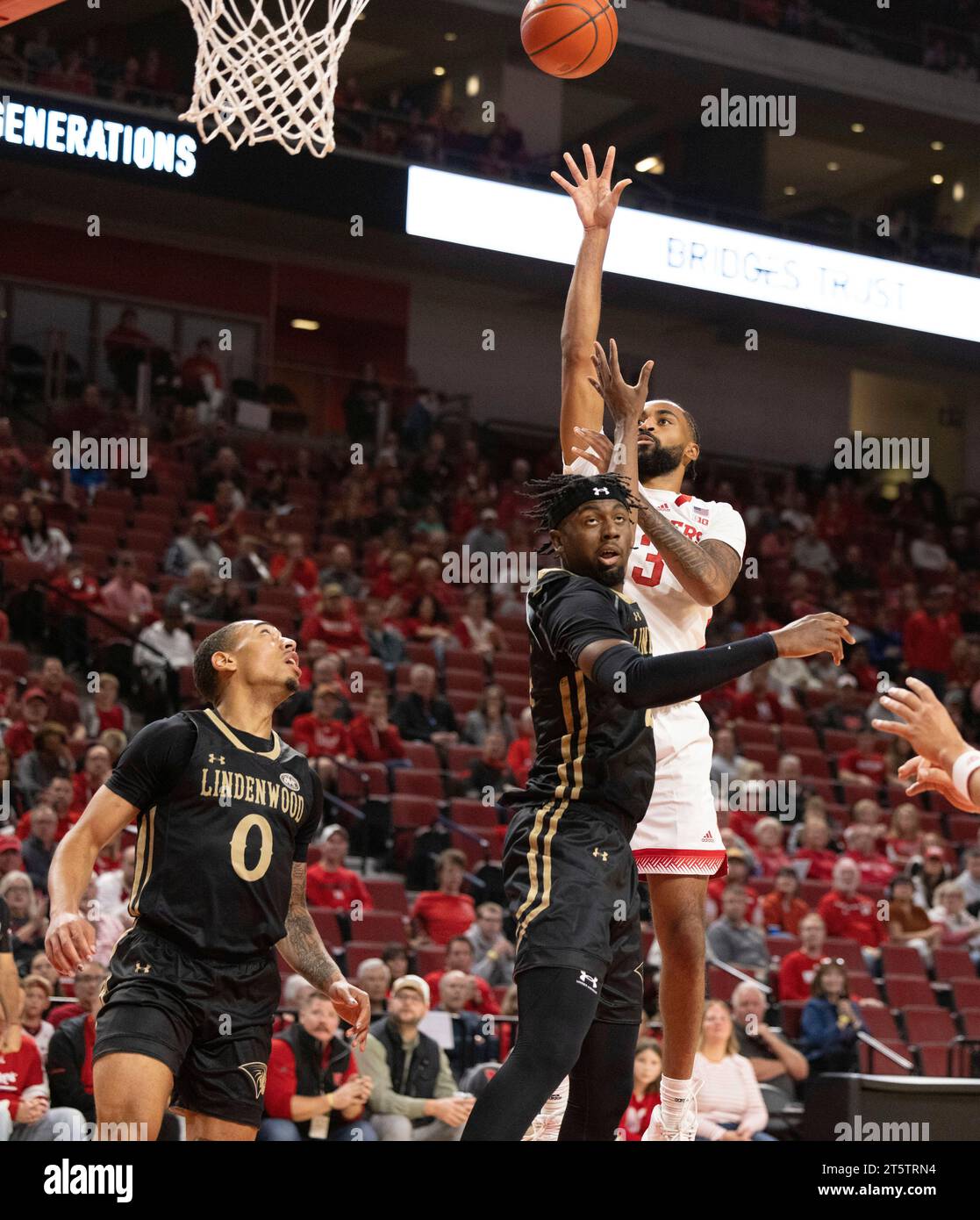 Nebraska's Brice Williams, right, shoots against Lindenwood's David ...
