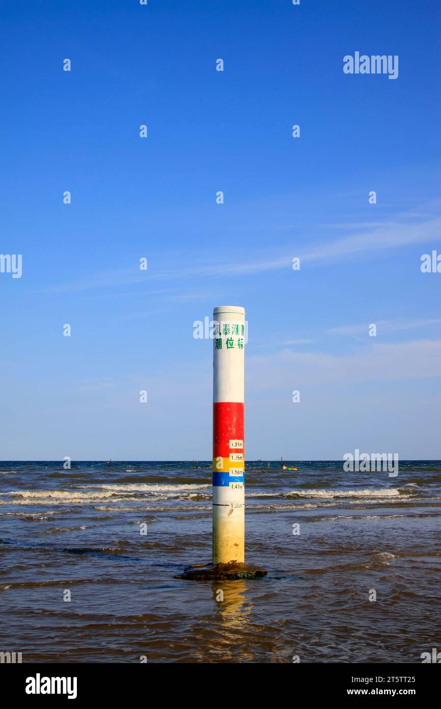 storm surge alert water level mark, closeup of photo Stock Photo - Alamy