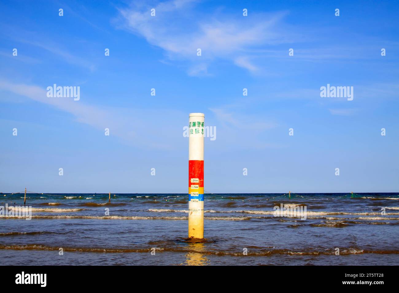 storm surge alert water level mark, closeup of photo Stock Photo - Alamy