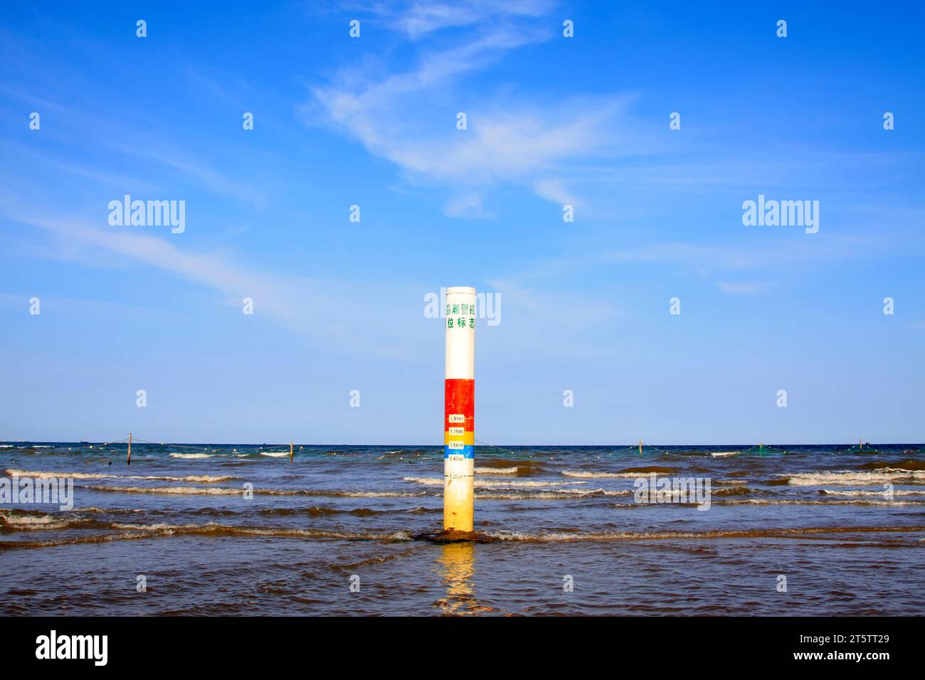 storm surge alert water level mark, closeup of photo Stock Photo - Alamy